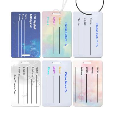 China Custom PVC Hard Plastic Luggage Tag 0.3-1mm Thick UV Print Waterproof Writable Label with Loop Rope for sale