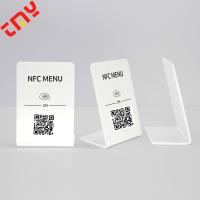China Customized Plastic NFC Menu Stands For Public Use Labels Social Media Acrylic Qr Code Restaurant Table Displaying for sale