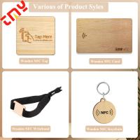 China Custom RFID Wooden NFC Labels 40x40mm Waterproof Round Square Contactless Payment Tags for sale