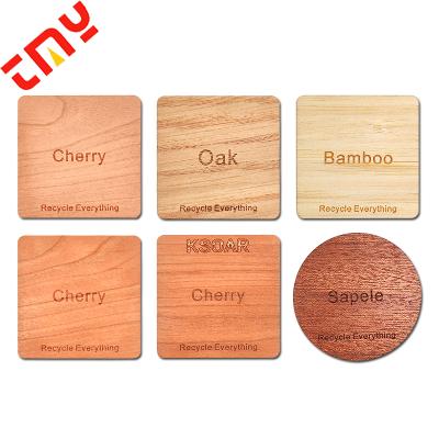 China Custom RFID Wooden NFC Tag Labels Bamboo Programmable 40x60mm Writable Plates for Gift for sale