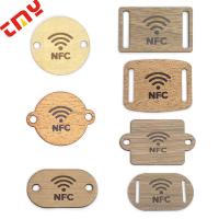 China Custom RFID Wooden NFC Tag Labels Bamboo Programmable 40x60mm Writable Plates for Gift for sale