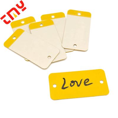 China Custom Blank Fiber Tags 10 Mil Thick Vinyl Self Laminating Adhesive Backing Waterproof Labels 70x50mm for sale