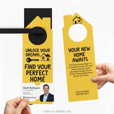 China Custom Plastic PVC Door Hangers 0.76mm Thickness Real Estate Open House Sign Flyers for sale