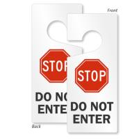 China Custom Plastic Reversible Door Knob Hanger Employee Safety Label Identification 0.76mm for sale