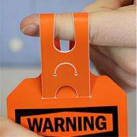 China Customized Vinyl Self-Locking Safety Tags 0.4-1mm Thick OSHA Compliant Grease-Proof Tear-Proof Writable Labels for sale