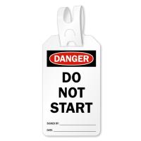 China Customized Vinyl Self-Locking Safety Tags 0.4-1mm Thick OSHA Compliant Grease-Proof Tear-Proof Writable Labels for sale