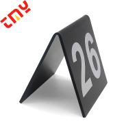 China Custom V-Shape Clear Acrylic Table Number Stand 5.5x6.3x4.5cm for Wedding Party Restaurant Display for sale