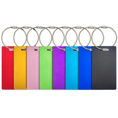 China Anodized Aluminum Cruise Luggage Tag 90mm x 50mm 8 Colors Blank Metal Rectangle for sale