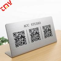 China Custom Personalized Metal Display Tags Engraved And Printed Custom Qr Code For Restaurant Cafe Table Menu for sale