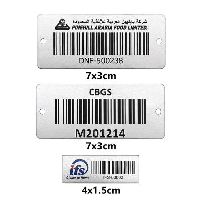 China Custom Aluminum Asset Tags Fireproof Durable 50x30mm Industrial QR Code Barcode Labels for sale