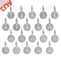 China Custom Stainless Steel Number Keychain Tag 23mm 1-100 Hollow ID Key Chain Label for sale