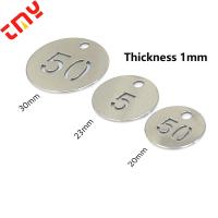 China Custom Stainless Steel Number Keychain Tag 23mm 1-100 Hollow ID Key Chain Label for sale