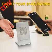 China Waterproof Laser Engraved Stainless Steel QR Code NFC Stand 105x72mm for Google Review Table Display for sale