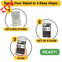 China Waterproof Laser Engraved Stainless Steel QR Code NFC Stand 105x72mm for Google Review Table Display for sale
