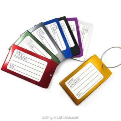 China Custom Personalized Metal Luggage Tag 105x60mm Anodized Aluminum Laser Engraved for Suitcases for sale