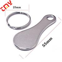 China Custom 23mm Stainless Steel Shopping Cart Token Keychain Coin for Laser Engraving for sale