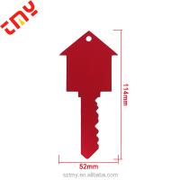 China Custom Aluminum Luggage Tags Durable Key Shape Blank Metal Suitcase Tags Bulk Order Personalized for sale
