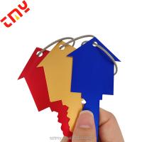 China Custom Aluminum Luggage Tags Durable Key Shape Blank Metal Suitcase Tags Bulk Order Personalized for sale