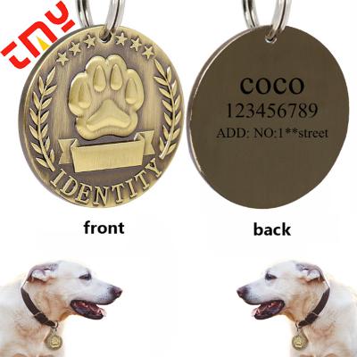 China Custom Zinc Alloy Dog Tag 30x30mm with Paw Print Identity Pet Tags for sale