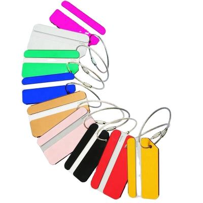 China Customized Aluminum Alloy Luggage Tag 75x44mm Reusable Anti Loss Travel Tag with Wire Ring for sale