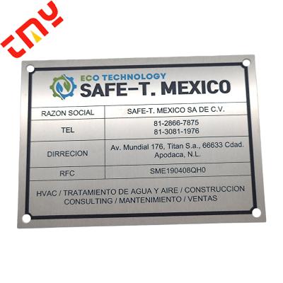 China Custom Steel Metal Logo Plate Sublimation Aluminum Nickel Plate Etched Laser Logo Sign 1mm for sale