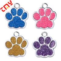 China Custom Engraved Glitter Dog Tag 27x25mm Stainless Steel Pet ID Pendant Necklace for sale