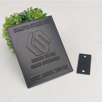 China Custom Stainless Steel Metal Sign 3D Effect Reversed Etched Logo Black Matte 0.5mm for sale