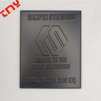 China Custom Stainless Steel Metal Sign 3D Effect Reversed Etched Logo Black Matte 0.5mm for sale