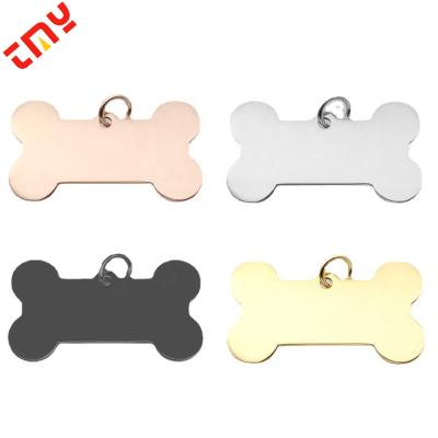 China Custom Stainless Steel Pet ID Tags Bone Shape 30x20mm Engraved Name Collar Labels for Cats Dogs for sale