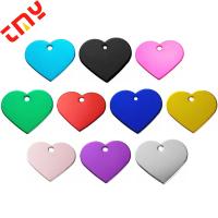 China Aluminum Heart Shape Pet ID Tags 30x27mm Custom Logo Engraving Lightweight Metal Crafts for Cats Dogs for sale
