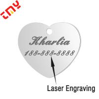 China Aluminum Heart Shape Pet ID Tags 30x27mm Custom Logo Engraving Lightweight Metal Crafts for Cats Dogs for sale