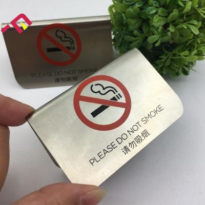 China Custom Silkscreen Stainless Steel No Smoking Sign 120x70mm for Hotel Restaurant for sale