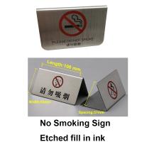 China Custom Silkscreen Stainless Steel No Smoking Sign 120x70mm for Hotel Restaurant for sale