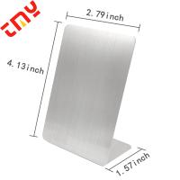 China Custom Brushed Stainless Steel L-Shape Tabletop Sign Display 4.13x2.79x1.57 inch for sale