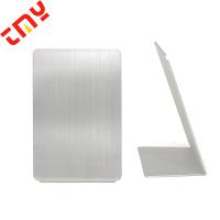China Custom Brushed Stainless Steel L-Shape Tabletop Sign Display 4.13x2.79x1.57 inch for sale