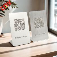 China Custom Brushed Stainless Steel L-Shape Tabletop Sign Display 4.13x2.79x1.57 inch for sale