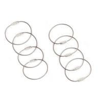 China 304 Stainless Steel Wire Rope Key Ring 38-150mm Round Lock Hanging Ring for Luggage Tag for sale