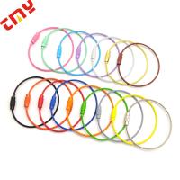 China 304 Stainless Steel Wire Rope Key Ring 38-150mm Round Lock Hanging Ring for Luggage Tag for sale