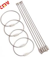 China 304 Stainless Steel Wire Rope Key Ring 38-150mm Round Lock Hanging Ring for Luggage Tag for sale