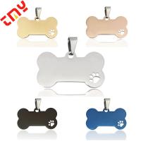 China Custom Deep Engraved 3D Bone Shape Stainless Steel Pet ID Tag 40x30mm for Cat Dog for sale