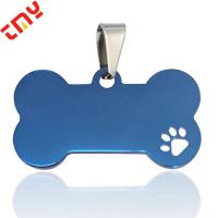 China Custom Deep Engraved 3D Bone Shape Stainless Steel Pet ID Tag 40x30mm for Cat Dog for sale