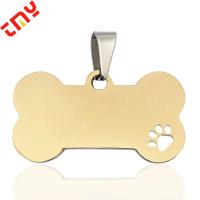 China Custom Deep Engraved 3D Bone Shape Stainless Steel Pet ID Tag 40x30mm for Cat Dog for sale