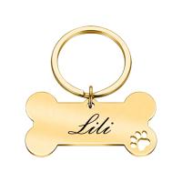 China Custom Blank Metal Bone Shape Pet ID Tag 40x30mm with Chain for Laser Engraving for sale