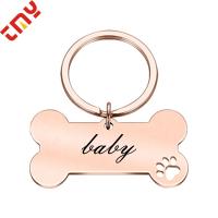 China Custom Blank Metal Bone Shape Pet ID Tag 40x30mm with Chain for Laser Engraving for sale