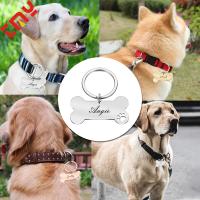 China Custom Blank Metal Bone Shape Pet ID Tag 40x30mm with Chain for Laser Engraving for sale