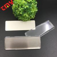China Custom Brushed Stainless Steel Magnetic Name Badge 75x20mm with Acrylic Cover Reusable ID Tag for sale