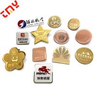 China Custom Printed Metal Epoxy Gold Name Badges Lapel Pin Retractable Magnetic Back 75x35mm for sale