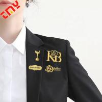 China Custom 3D Embossed Gold Letter Lapel Pin 60x10mm Zinc Alloy Hollow Brooch for Suits for sale