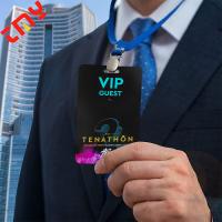 China Custom Printed PVC ID Badge with Lanyard Set 120x73mm for Conference VIP Exhibition Work Badge for sale