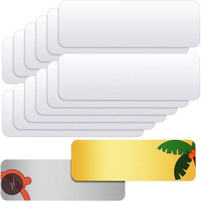 China Custom Aluminum Sublimation Blanks White Metal Name Tag Badges 76x35mm for Logo Printing for sale